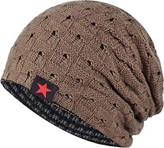 Generic Bonnet dhiver chaud &agrave; carreaux &eacute;pais r&eacute;versible pour femme - Chapeau unisexe - Couleur unie - Chapeau dhiver, D, Taille unique
