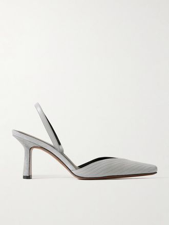 Neous Dilmun Slingback-pumps Aus Leder Mit Velourslederbes&auml;tzen - Grau