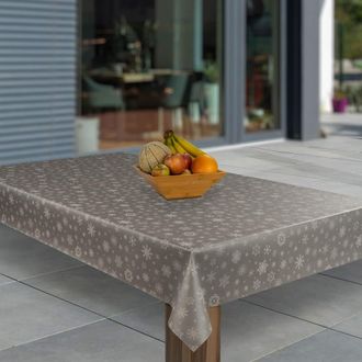 Laro Wachstuch-Tischdecke Abwaschbar Garten-Tischdecke Wachstischdecke PVC Plastik-Tischdecken Eckig Meterware Wasserabweisend Abwischbar, Muster:Schneeflo