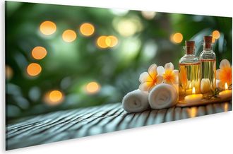 Islandburner Bild auf Leinwand Wellness und Entspannung mit Kerzen und &Ouml;len Bilder Wandbilder Poster