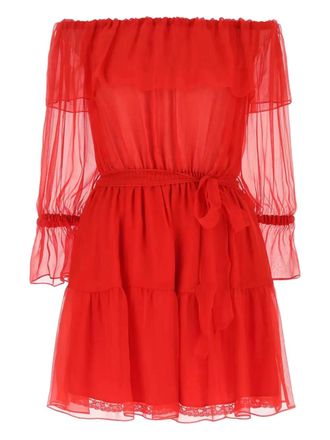 Gucci Schulterfreies Minikleid mit R&uuml;schen - Rot