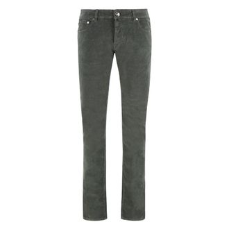 Moorer Cordhose mit Leder-Logoschild - - Trousers - Herren - Gr&uuml;n - W33