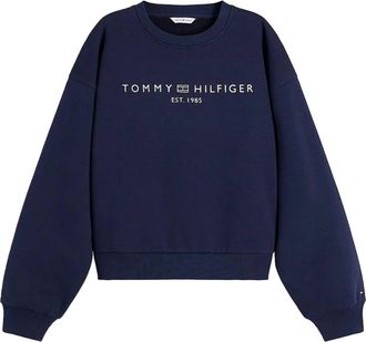 Tommy Hilfiger Femme, Sweatshirts et sweats &agrave; capuche, Bleu, Taille: 38 FR Ext Corp Logo Modern SweaT-shirt