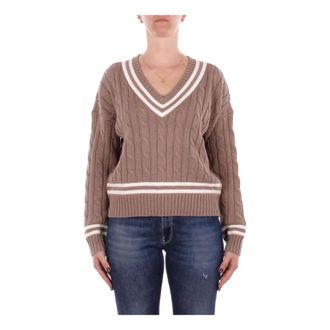 Ralph Lauren Femme, Pulls, Beige, Taille: 42 FR Pull en maille torsad&eacute;e &agrave; col en V Comfort Fit