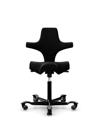 H&aring;g Capisco 8106 Stoff Comfort+ Mikrofaser B&uuml;rodrehstuhl - Standard Gasfeder 200 mm - Sitzh&ouml;he 47-65,5 cm - weiche Rollen (Comfort+ CMF0050 Black, Gestell