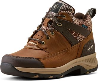Ariat Womens Terrain Trek Waterproof Boots in Natural Tan Tan Mixed Animal Print, B Medium Width, Size 37.5, by Ariat