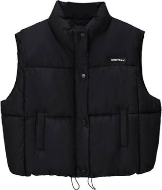 Generic Vestes pour femmes 2026 Veste d&eacute;contract&eacute;e unie &agrave; capuche avec poche zipp&eacute;e sans manches, Noir, XXL