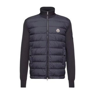 Moncler Homme, Vestes, Bleu, Taille: XL Down Knit Jacket