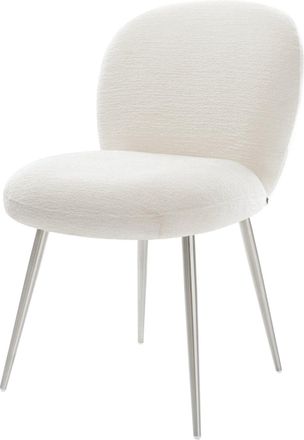 DELIFE Polsterstuhl Nube-Flex 4-Fuß konisch Edelstahl Bouclé Soft Beige Taschenfederkern