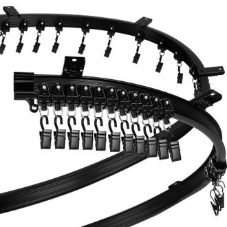 Jetec Gebogene Decke Vorhangschiene Biegsame Halterung für Vorhangschiene Etagenbett Erkerfenster Raumteiler Flexibel Gerade (Schwarz, 5 m/ 16,4 Ft)