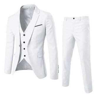 Generico Costume pour homme 3 pi&egrave;ces Smoking &eacute;l&eacute;gant formel de mariage complet pour homme daffaires couleur unie Blazer + Pantalon + Gilet Dinner slim fit cost