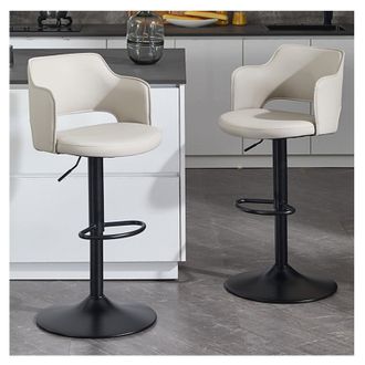 Generic Moderne, H&ouml;henverstellbare Drehhocker f&uuml;r K&uuml;chentheken, 2Er-Set, mit Kunstlederbezug, R&uuml;cken- und Fu&szlig;st&uuml;tze, f&uuml;r K&uuml;cheninseln, 46-82 cm