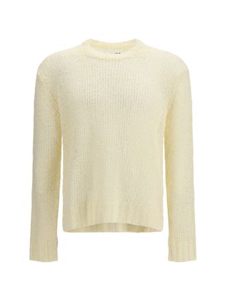 Jil Sander Mens Openwork Sweater Eggshell Linen