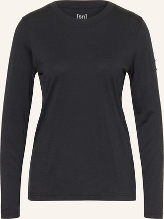 super.natural Longsleeve Casual Rib Mit Merinowolle schwarz