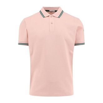 Moncler Polo-Shirt mit Kontrastierenden Profilen aus Baumwolle - - Tops - Herren - Rosa - 2XL