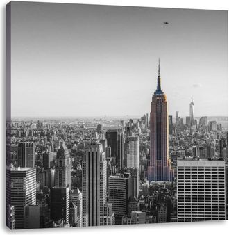 Pixxprint traumhafte Empire State Building, Größe: 60x60 cm, Leinwandbild Quadratisch, Wandbild, Kunstdruck, fertig bespannt