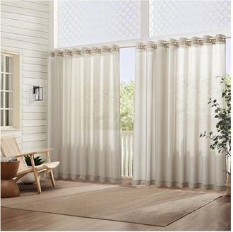Elrene Home Fashions Carmen Fenstervorhang, extra breit, f&uuml;r Innen- und Au&szlig;enbereich, transparent, 289,6 x 213,4 cm, Naturfarben