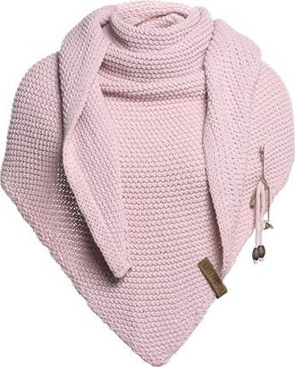 Knit Factory Coco Ch&acirc;le Tricot&eacute; - Foulard Triangle - Foulard femme pour lautomne et lhiver - &Eacute;charpe Femme - Ch&acirc;le Femme - 100% Fabriqu&eacute; en Europe - Rose - 190x85 