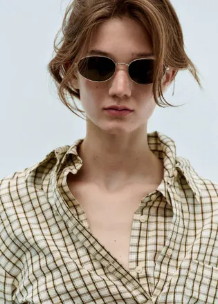 Mango Lunettes de soleil monture m&eacute;tallique or - Femme - Taille unique - MANGO