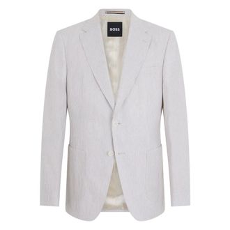 HUGO BOSS Homme, Vestes, Gris, Taille: L Veste crois&eacute;e en tissu ray&eacute;