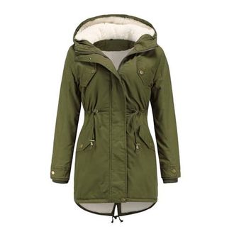 Generic Parka dhiver pour femme avec capuche - Isolation thermique - Rembourrée - Coupe-vent - Coupe ample - Doublure moelleuse - Taille S à 5XL, Vert, 5XL