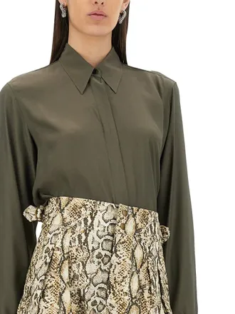Dries Van Noten Silk-Blend Satin Shirt - Green