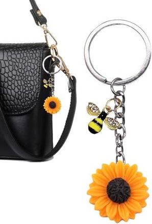 Generic Porte-clés tournesol - Porte-clés avec pendentif tournesol | Porte-clés damitié tournesol | Porte-clés damitié | Porte-clés damitié pour homme et femm