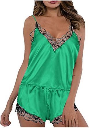 Generic Noeuds Lingerie Femmes Camisole Sous-v&ecirc;tements Ensemble Charmant Chemise de Nuit Yoga Ensemble Femmes, vert, XXL