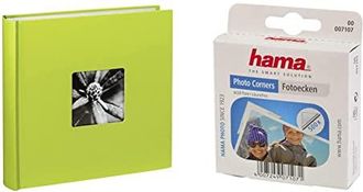 Hama Fotoalbum Jumbo 30x30 cm (Fotobuch mit 100 wei&szlig;en Seiten, Album f&uuml;r 400 Fotos zum Selbstgestalten und Einkleben) gr&uuml;n & Fotoecken 500 St&uuml;ck (Foto Kleb