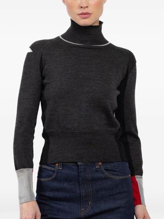 Shiro Sakai roll-neck colourblock top - Grau