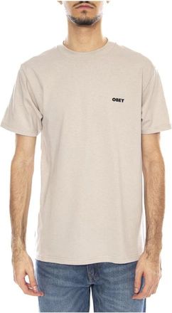 Obey Homme, Tops, Gris, Taille: M Crew Neck T-Shirt