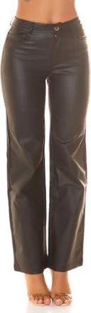 Koucla Pantalon taille haute Marlene Bootcut en cuir synth&eacute;tique - Taille haute, Noir, M