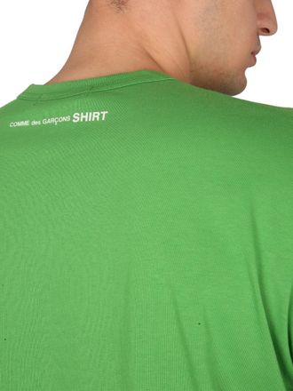 Comme Des Gar&ccedil;ons Logo-Print Cotton T-Shirt - Green