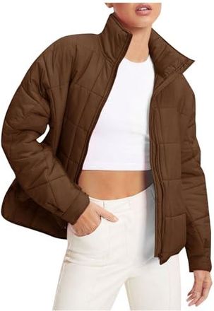 Generic Veste dhiver pour femme - Manteau en duvet - Coupe droite - Veste matelass&eacute;e - Couleur unie - Doudoune esth&eacute;tique - Unique - V&ecirc;tement dext&eacute;rieur - Hau