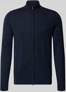 Profuomo Regular Fit Strickjacke aus reiner Baumwolle mit Stehkragen