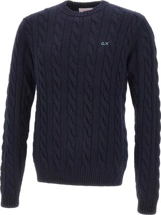 Sun 68 Homme, Pulls, Bleu, Taille: S Cable Knit Sweater