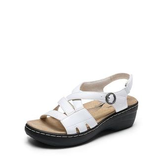 Dream Pairs Sandales compensées espadrilles pour femme, sandales dété habillées à bout ouvert avec sangle de cheville réglable et semelle intérieure souple, blanc