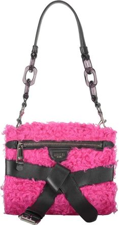 Moschino Femme, Sacs, Rose, Taille: ONE Size Sac à bandoulière en mohair avec inserts en cuir