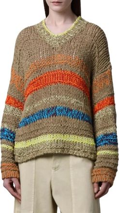 Roberto Collina Femme, Pulls, Multicolore, Taille: 38 FR Maille Col V