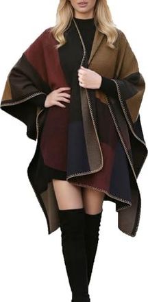 Generic Poncho Femme Hiver Chaud Chale Femme Hiver Chaud Cape Femme Effet enveloppant Cape Tricot&eacute;e Ouverte Devant &Eacute;l&eacute;gante Et D&eacute;contract&eacute;e