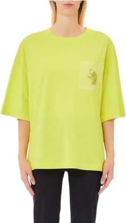 Liu Jo Femme, Tops, Jaune, Taille: 42 FR T-shirt en coton