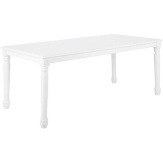 Beliani Beliani - Table de salle &agrave; manger rectangulaire 180 x 90 cm - Blanche en MDF et bois dh&eacute;v&eacute;a - Finition laqu&eacute;e - 8 places - Style traditionnel