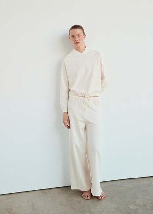 Mango Baumwoll-Sweatshirt mit weichem Finish und Kordeldetail elfenbeinwei&szlig; - Damen - M - MANGO