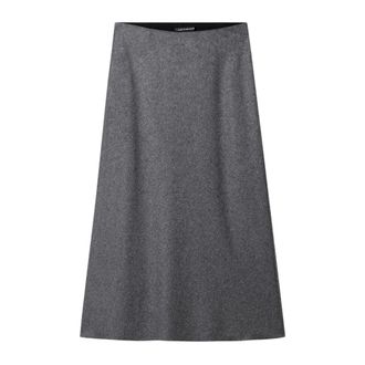 Luisa Cerano Femme, Jupes, Gris, Taille: 40 FR Longue Jupe &Eacute;vas&eacute;e en Jersey de Flanelle de Laine