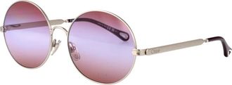 Chloé Femme, Accessoires, Gris, Taille: 59 MM Lunettes de soleil rondes en métal