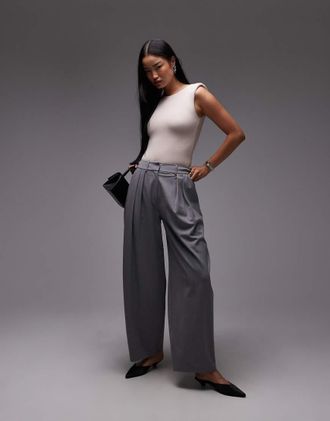 Asos Pantalon habillé coupe cocon - Gris chiné