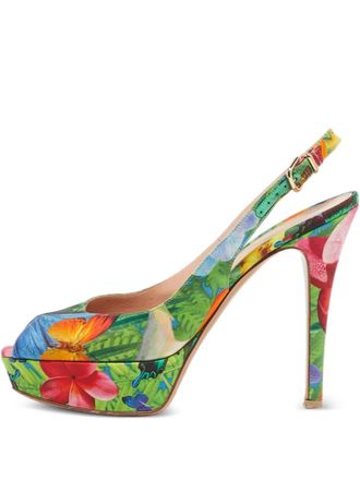 Gianvito Rossi Flower Slingback-Sandalen - Gr&uuml;n
