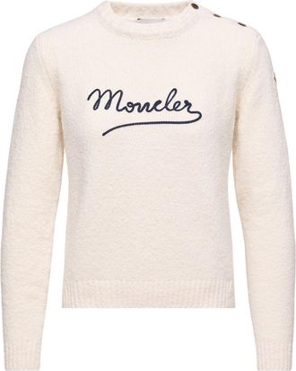 Moncler Moncler Embroidered Logo Cotton Blend Jumper, Women, White, Size: Xs