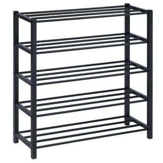 IDIMEX Schuhregal NAVAN Metall Schwarz, robuste Schuhbank mit 5 Ablagen, platzsparende Schuhkommode, ideal f&uuml;r Schuhregal offen, Schuhst&auml;nder, Schuhregale