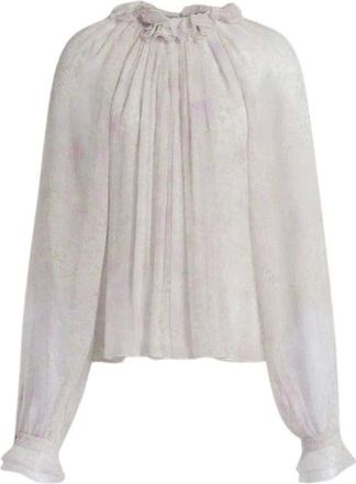 Alberta Ferretti Femme, Blouses et Chemises, Beige, Taille: 42 FR Blouse en mousseline de soie &agrave; imprim&eacute; floral